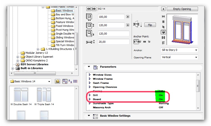 Sill and board 2d display - Graphisoft Community